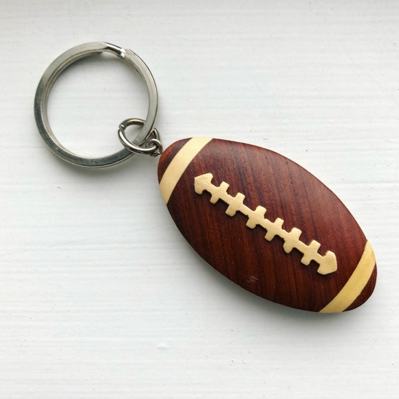 Vintage | Accessories | Vintage Brown Wooden Football Keychain | Poshmark